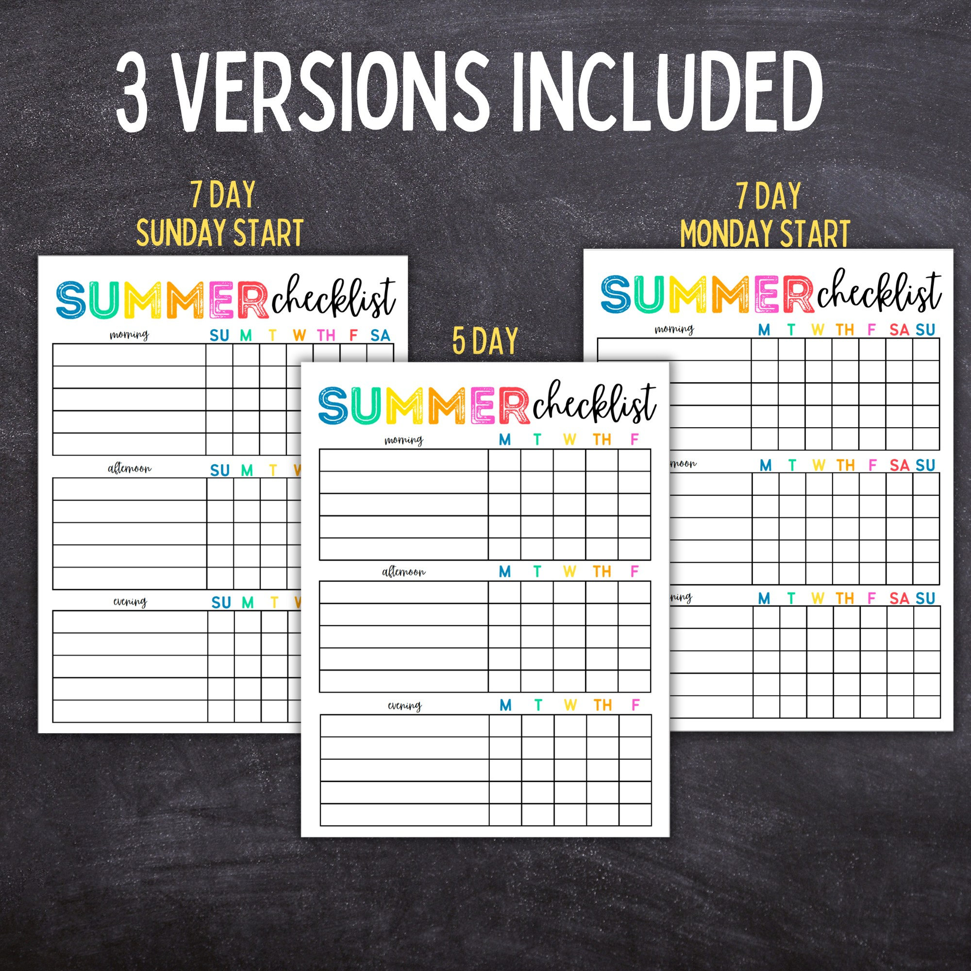 Printable Editable SUMMER Daily Checklist for Kids | Chore Chart for ...