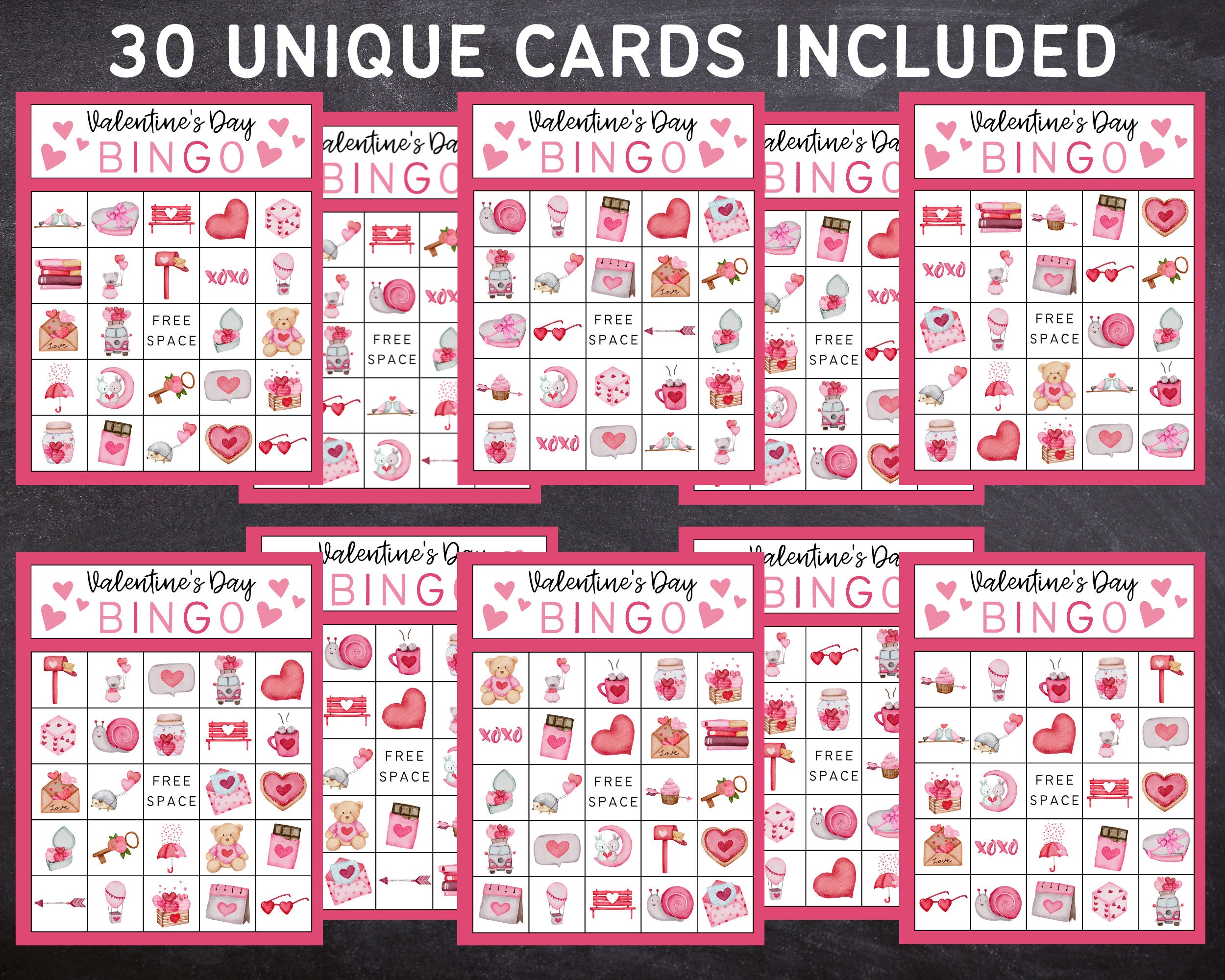 Valentines Day BINGO Game for Kids and Adults | Valentines Printable ...