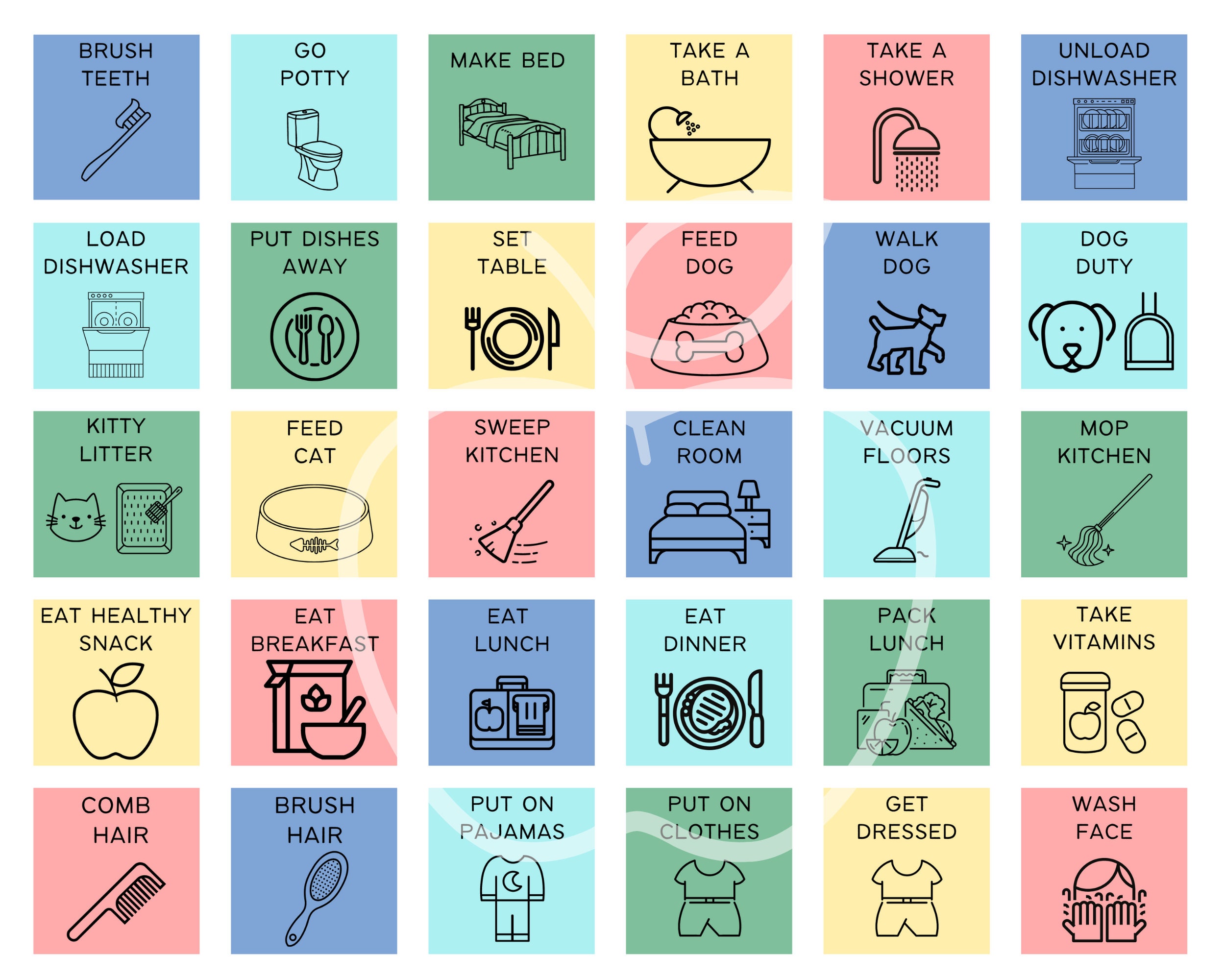 Kids Daily Responsibility Chart Printable Chore Cards and - Etsy UK