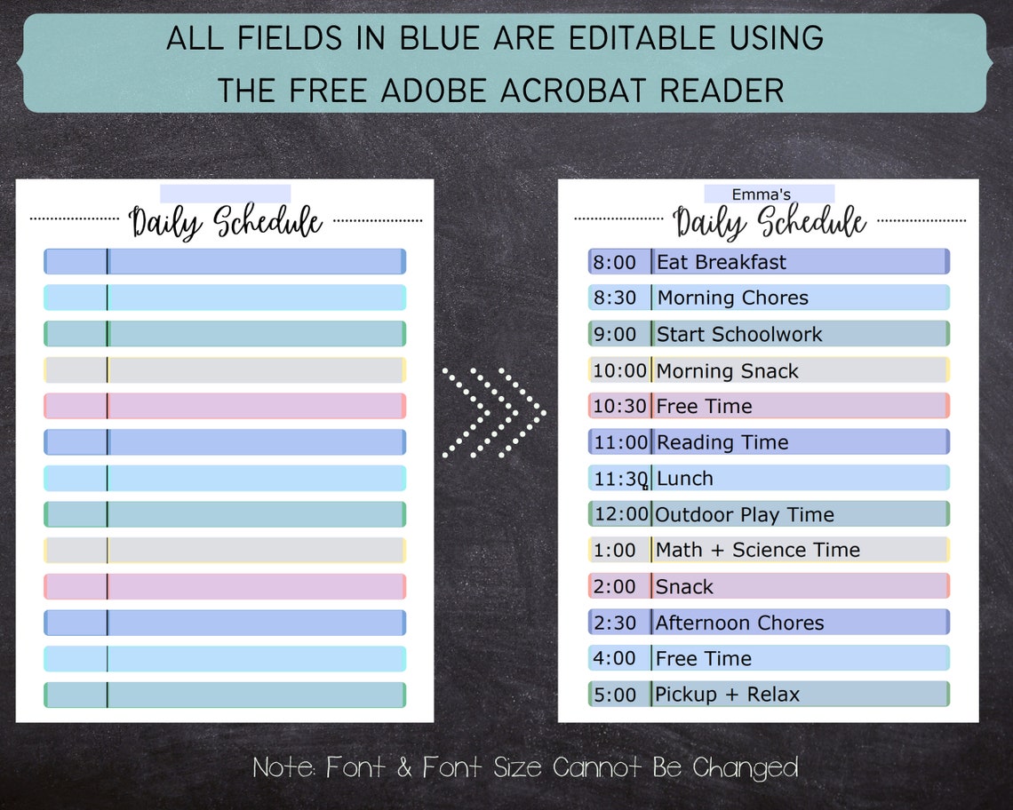Printable Editable Daily Schedule Homeschool Daily Routine - Etsy