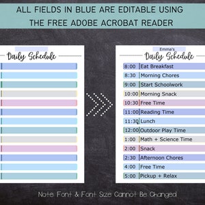 Printable Editable Daily Schedule | Homeschool Daily Routine| Distance ...