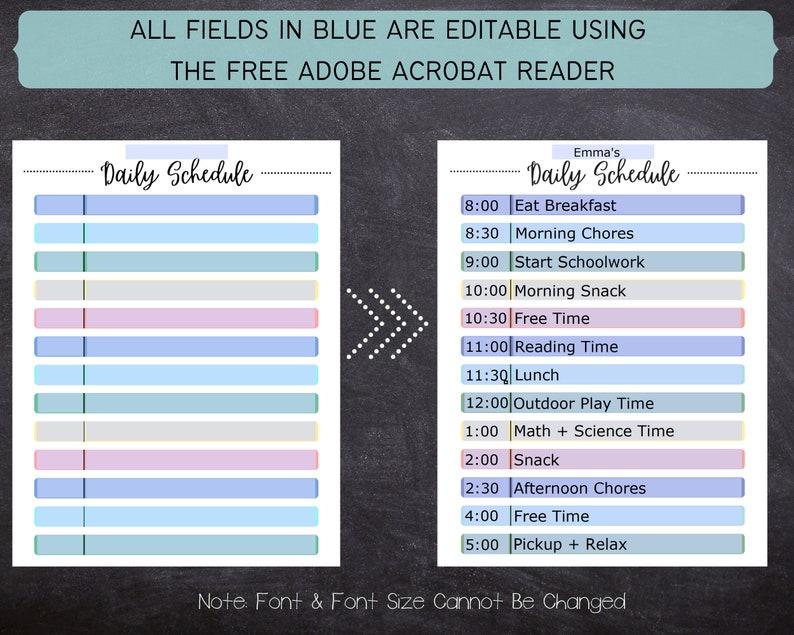 Printable Editable Daily Schedule | Homeschool Daily Routine| Distance ...