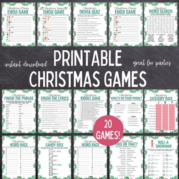 Christmas Games Printable - Etsy