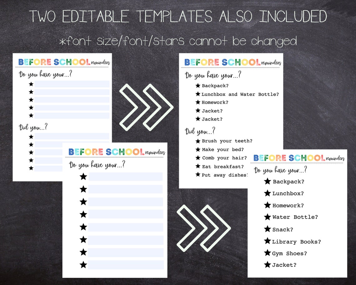 Printable Before School Checklist Reminders for Kids - Etsy