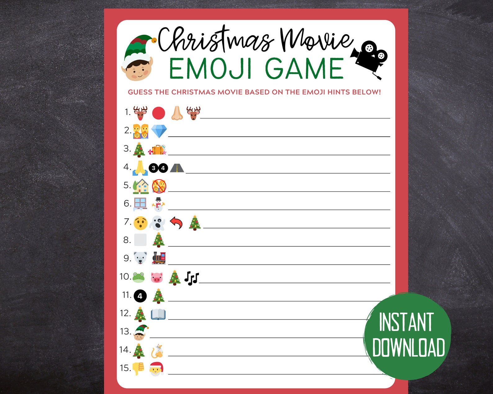 Christmas Movie Emoji Pictionary Christmas Movie Emoji Game - Etsy