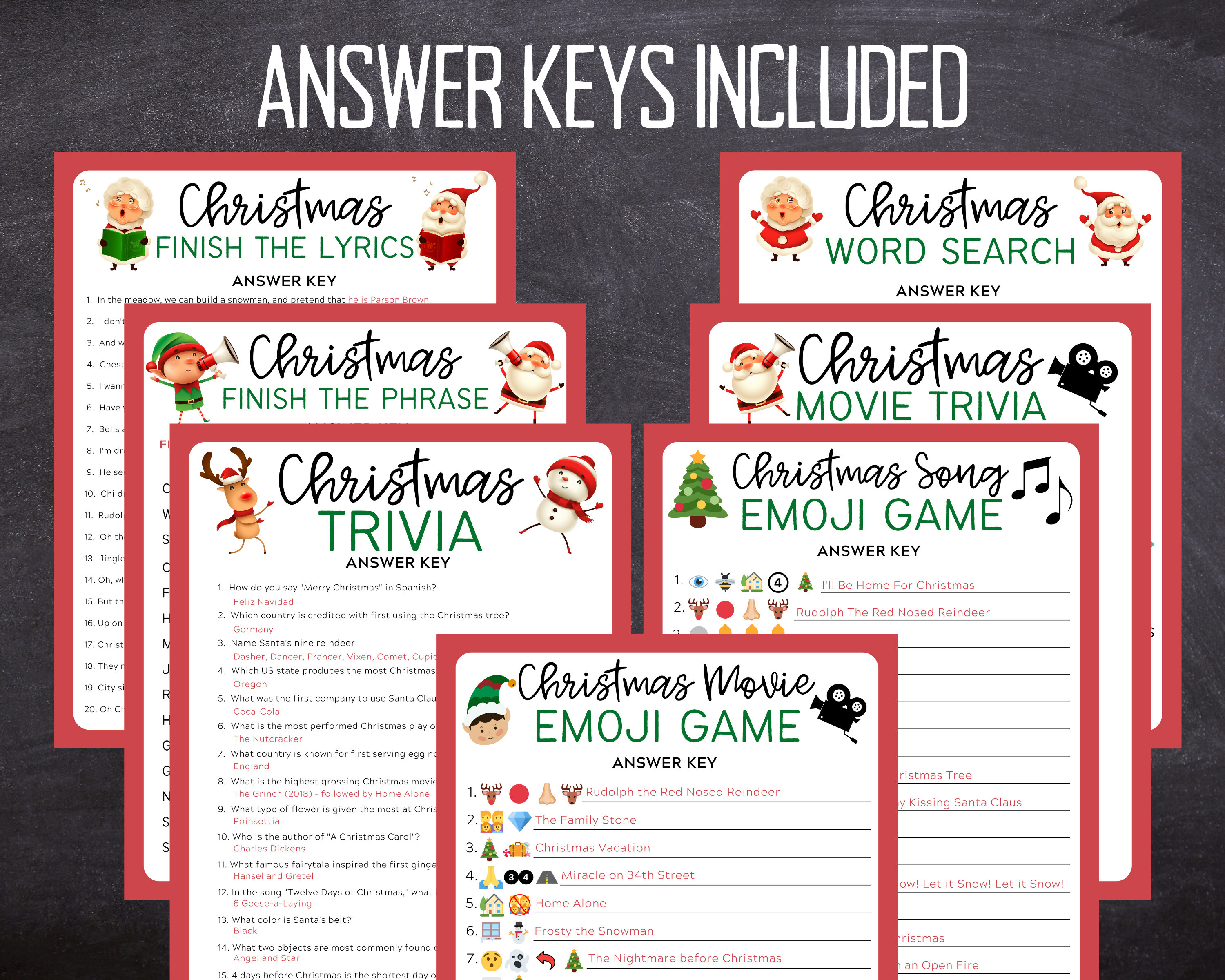 Printable Christmas Game Bundle Christmas Party Games - Etsy Australia