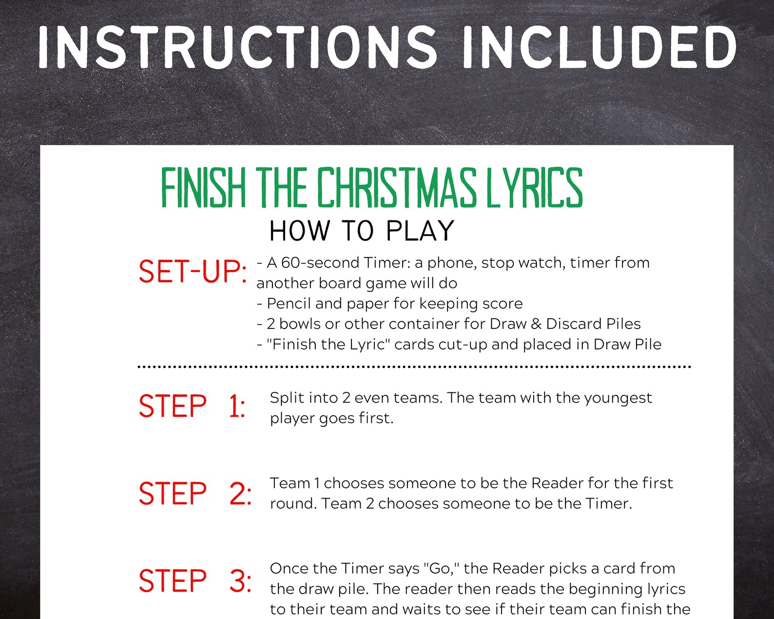 Christmas Carol Finish the Lyric Game Printable Christmas - Etsy