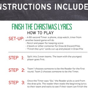 Christmas Carol Finish the Lyric Game Printable Christmas - Etsy