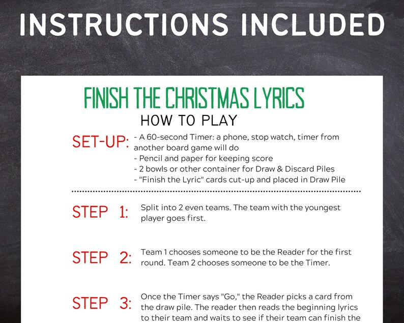 Christmas Carol Finish the Lyric Game Printable Christmas - Etsy