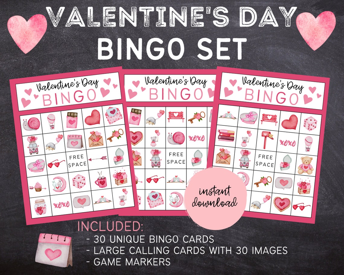 Valentine's Day BINGO Game for Kids and Adults | Etsy