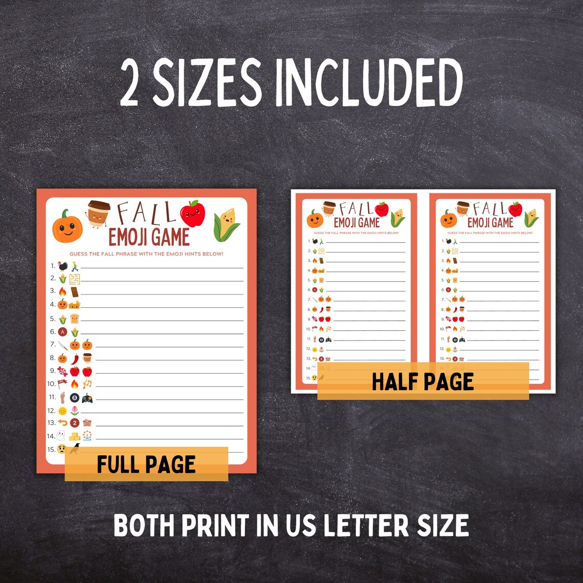 Fall Emoji Pictionary | Fall Printable Game | Fall Emoji Game ...