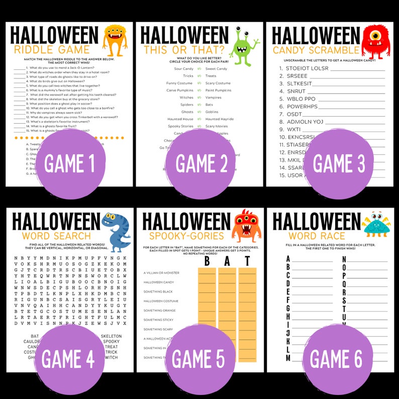 Halloween Printable 12 Game Bundle | Halloween Party Games | Halloween ...