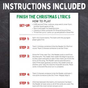 Christmas Carol Finish the Lyric Game Printable Christmas Game Finish ...