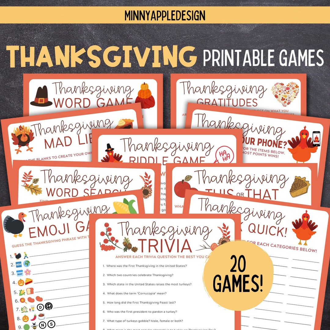 Thanksgiving Printable Games | Thanksgiving Games Bundle | Thanksgiving ...