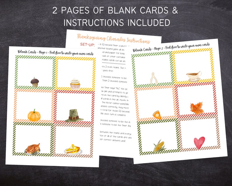 Thanksgiving Charades Game| Thanksgiving Printable Game | Thanksgiving ...