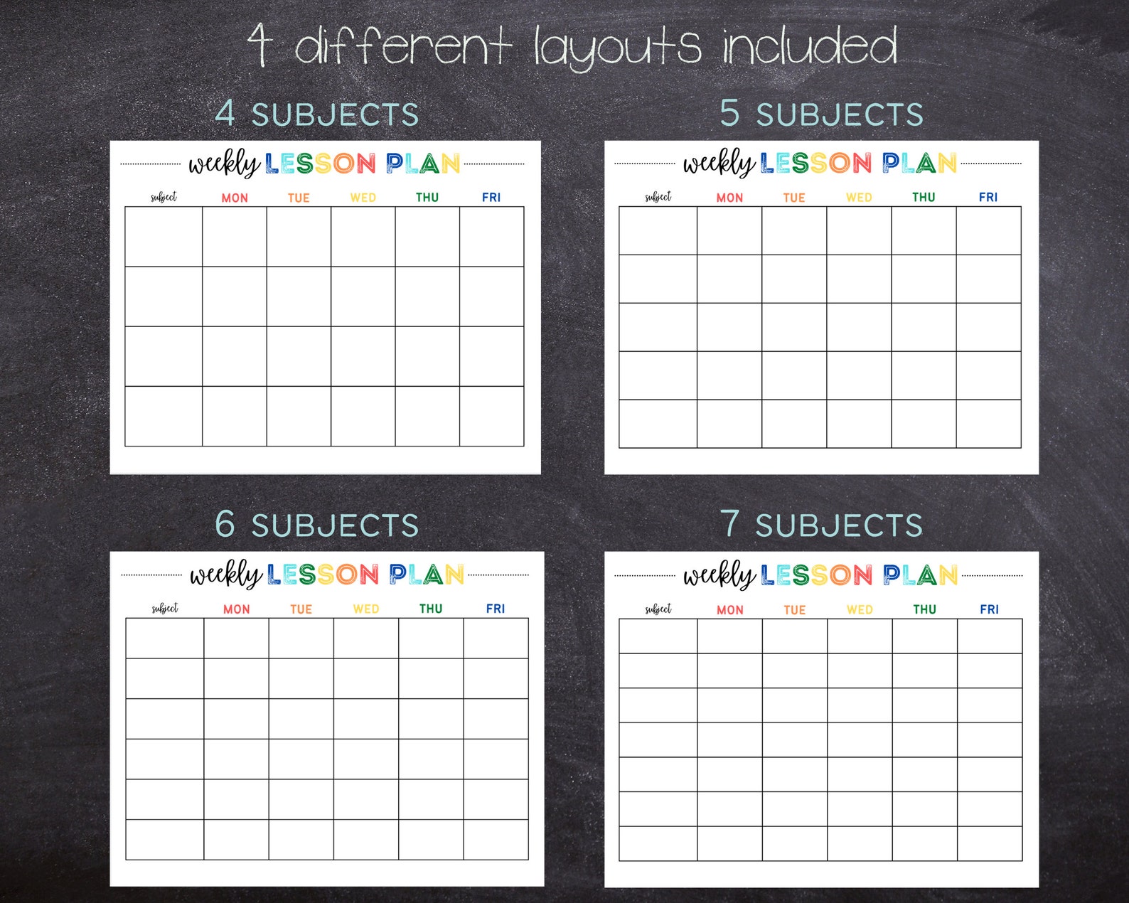 Printable Editable Weekly Lesson Plan Simple School Schedule Weekly ...