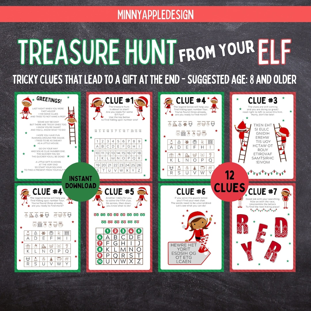 Elf Treasure Hunt for Kids | Elf Scavenger Hunt Hunt | Elf Letter | Elf ...