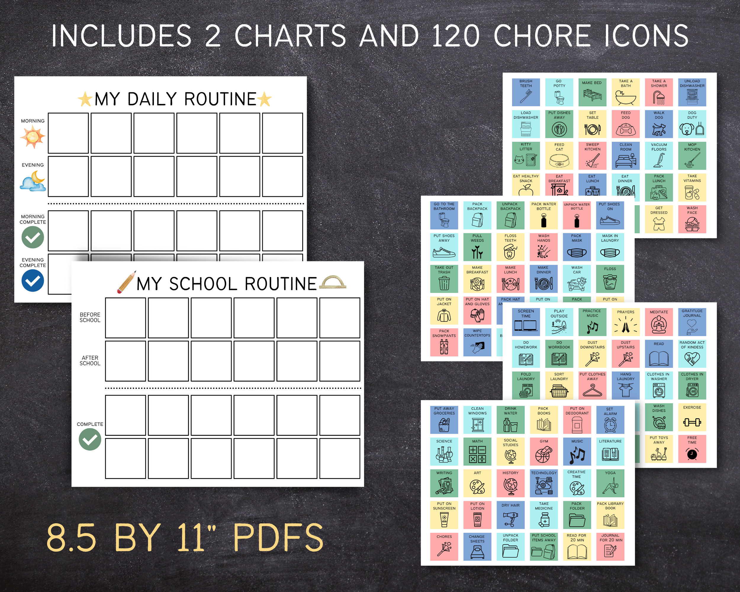 Kids Daily Responsibility Chart Printable Chore Cards and - Etsy UK