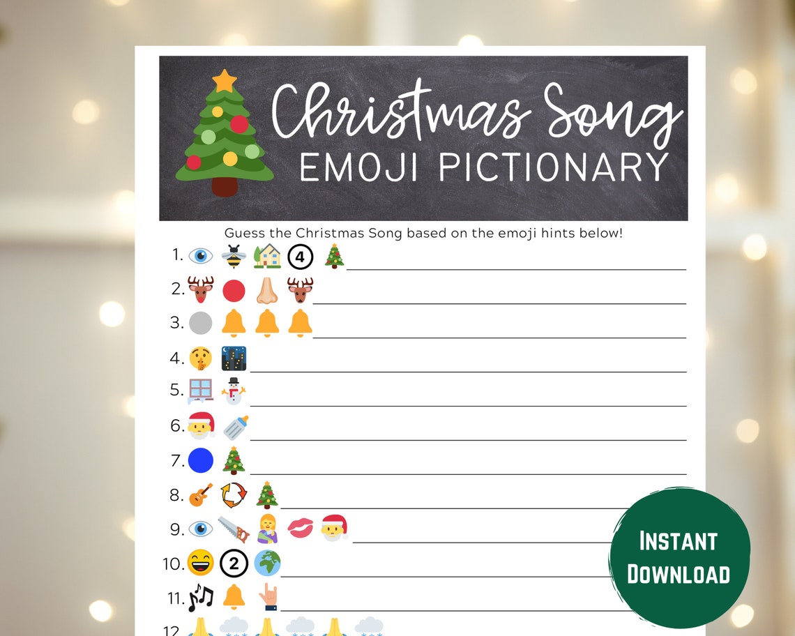 Christmas Emoji Pictionary Christmas Songs Christmas | Etsy