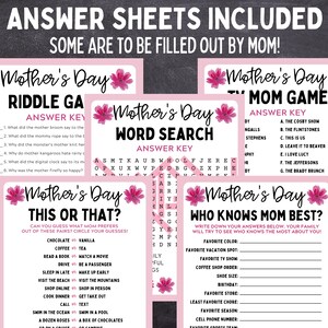 Mothers Day Printable Games Mothers Day Games Bundle - Etsy