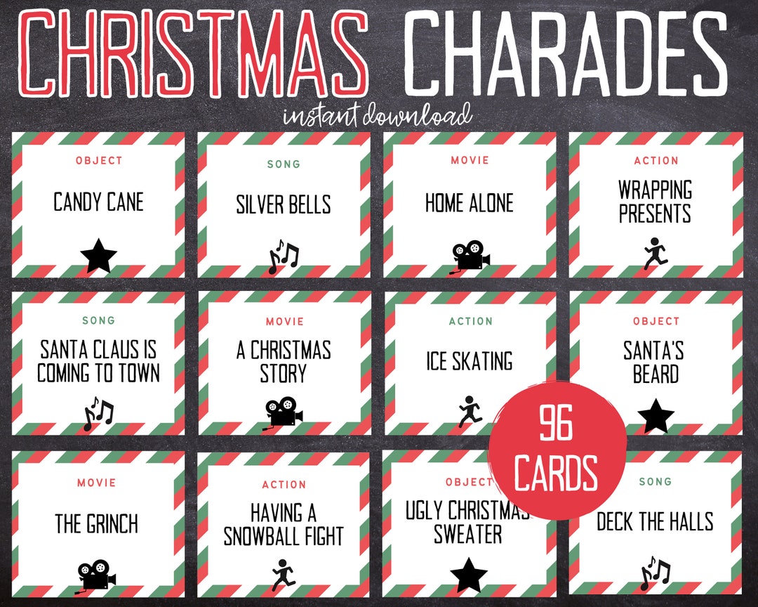 Christmas Charades Christmas Printable Game Christmas - Etsy