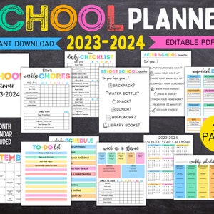 Printable Editable 2023-2024 School Planner School Calendar - Etsy ...