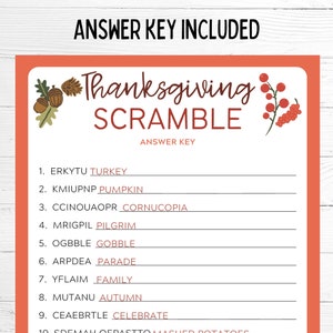 Thanksgiving Scramble Game | Thanksgiving Printable Game ...