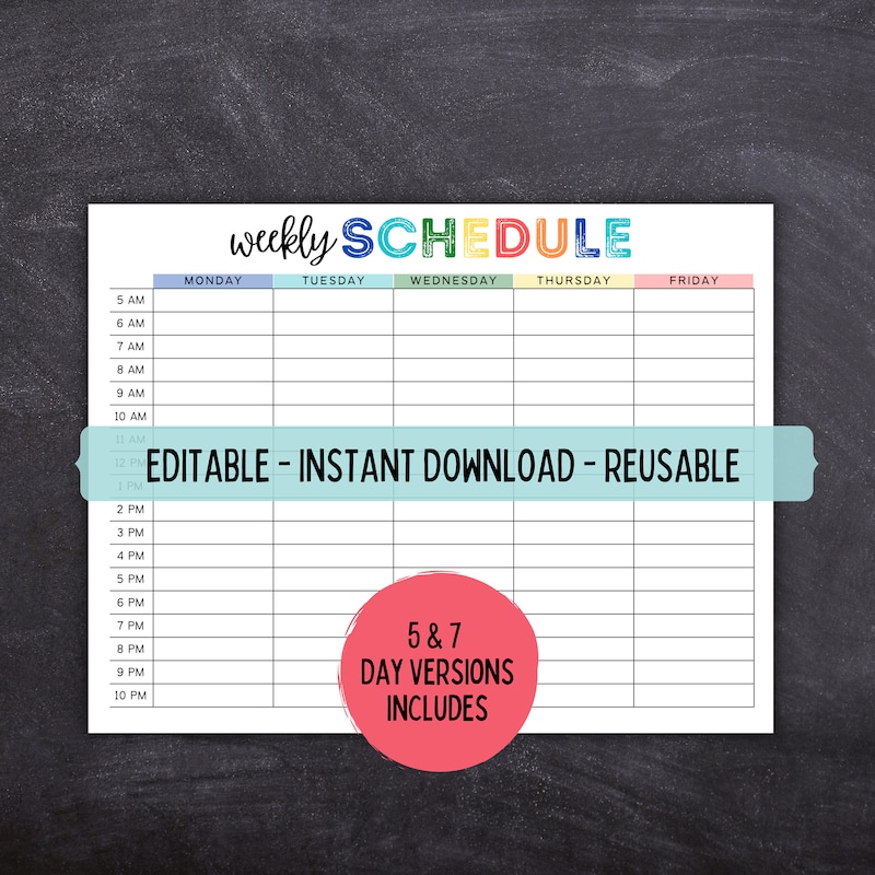 Weekly Schedule - Etsy