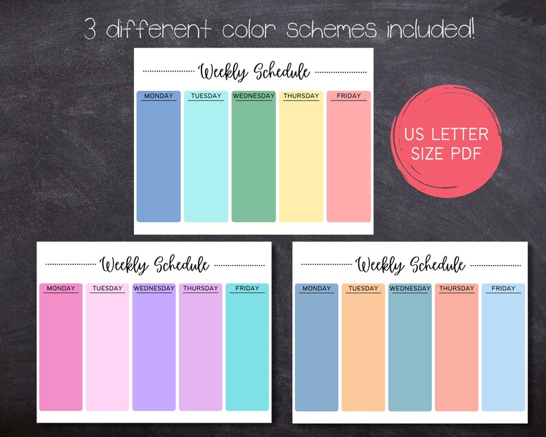 Printable Editable Weekly Schedule Simple Kids School and | Etsy