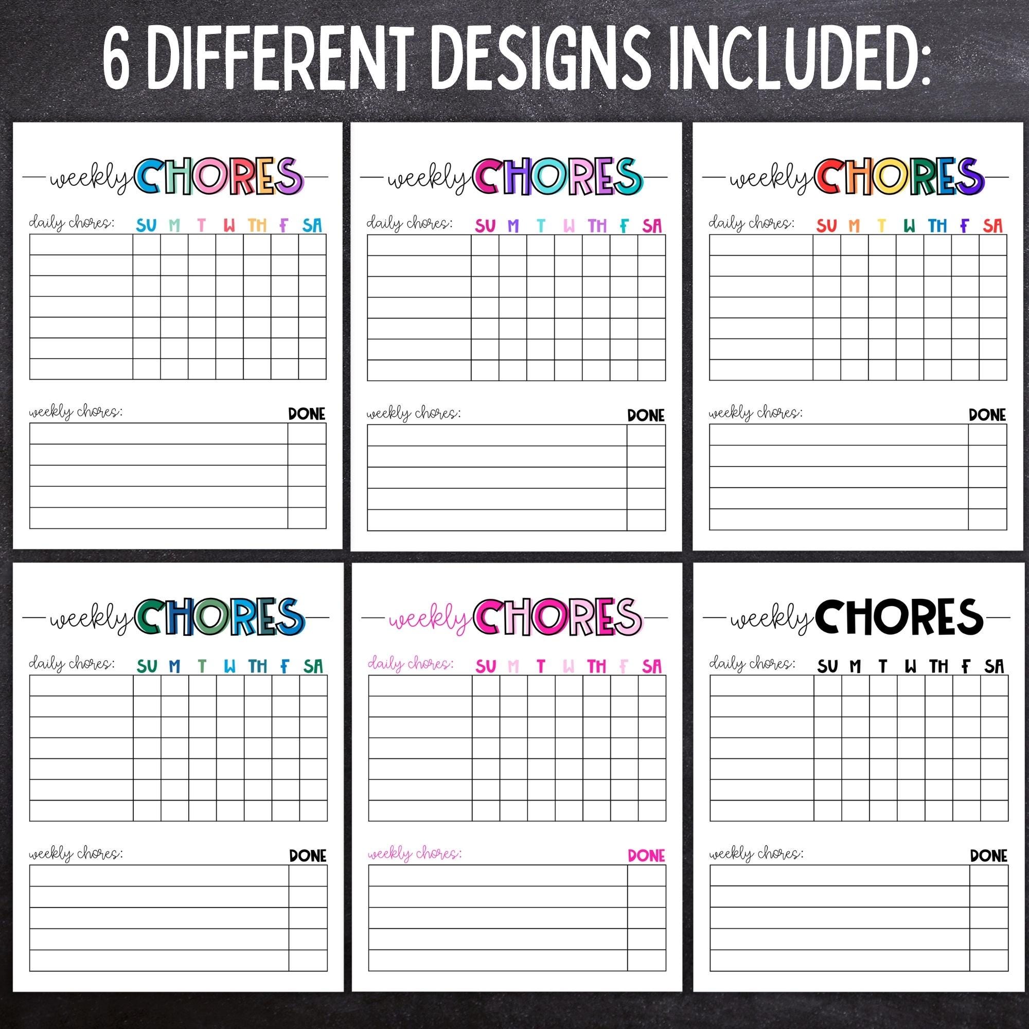 Printable Editable Daily & Weekly Kids Chore Responsibility Chart ...