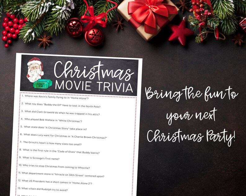 Christmas Movie Trivia Game Christmas Printable Game - Etsy