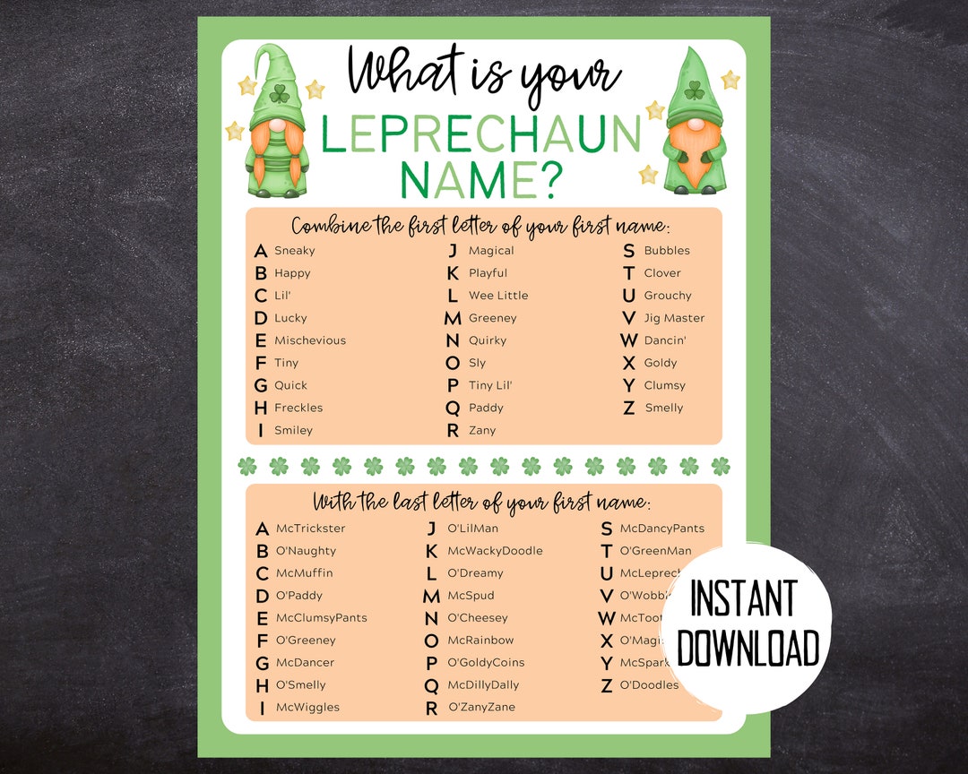 Leprechaun Name Game | St Patricks Day Game | What is Your Leprechaun ...