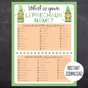 Leprechaun Name Game | St Patricks Day Game | What is Your Leprechaun ...