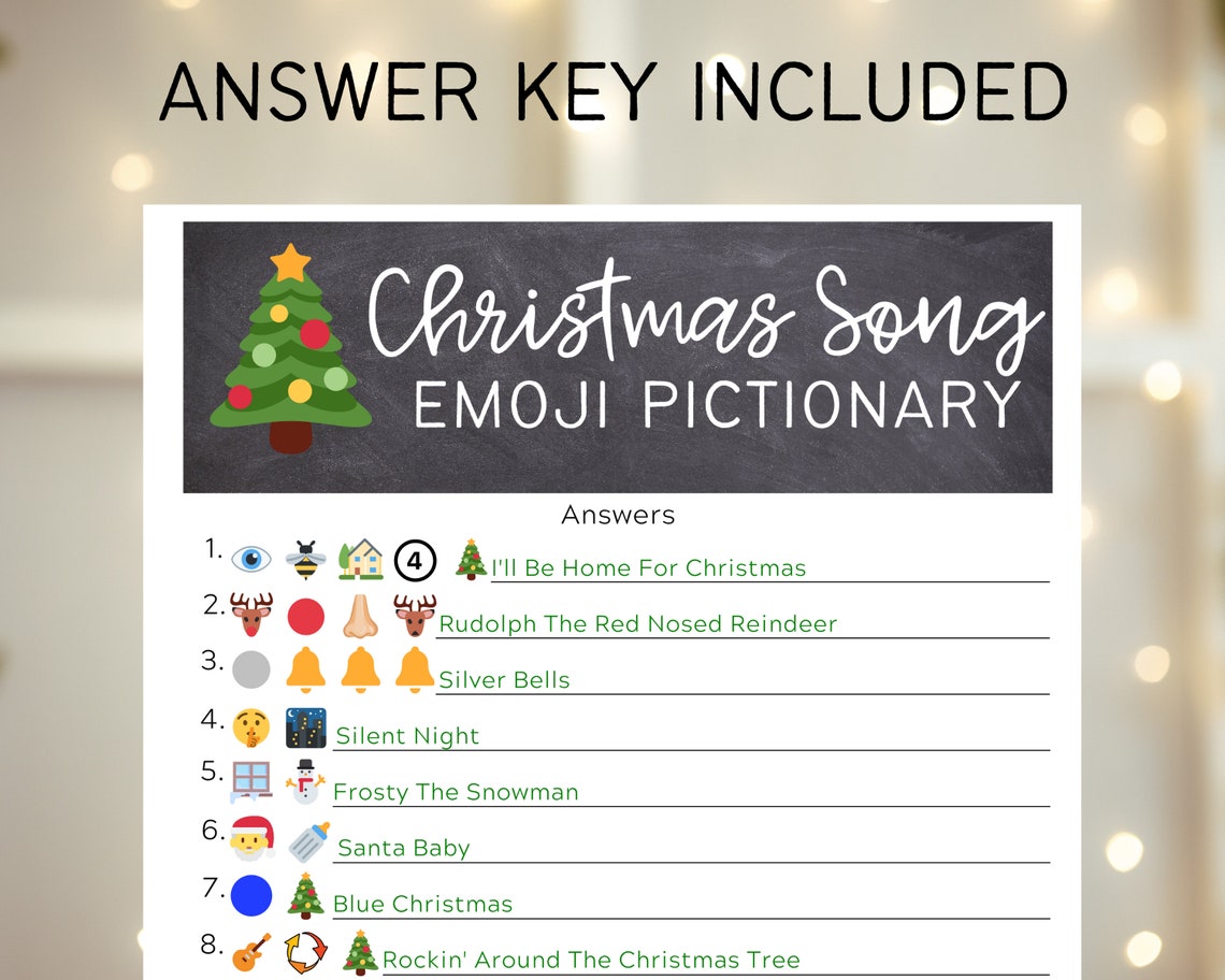 Christmas Emoji Pictionary Christmas Songs Christmas | Etsy