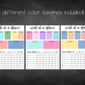 Printable Editable Kids Week at a Glance | Kids Chore Responsibility ...