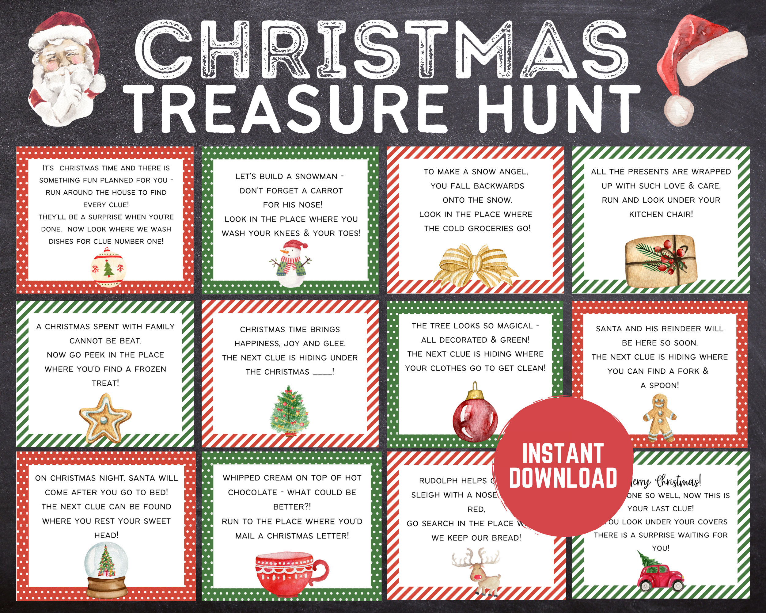Christmas Scavenger Hunt for Kids Instant Download PDF | Etsy