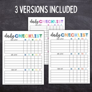 Printable Editable Daily Checklist for Kids, Teens, and Adults | Chore ...