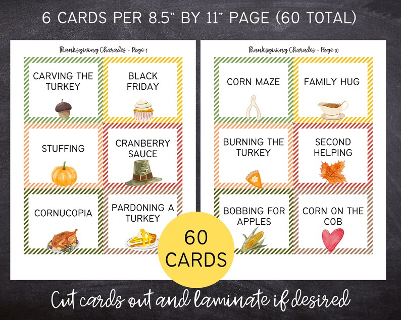 Thanksgiving Charades Game| Thanksgiving Printable Game | Thanksgiving ...