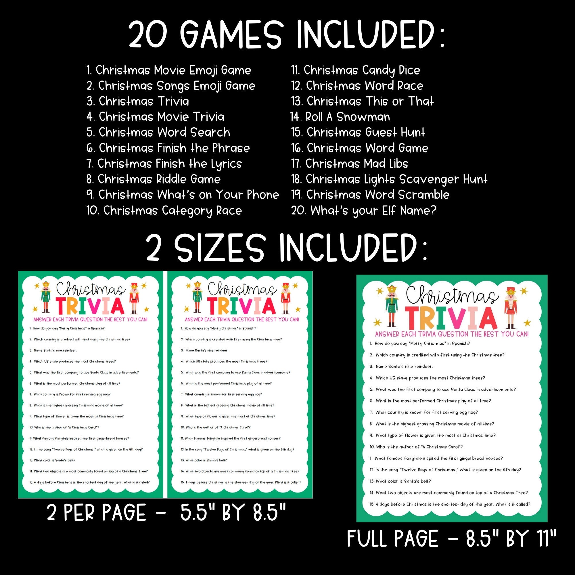 Printable Christmas Game Bundle | Christmas Party Games | Christmas ...