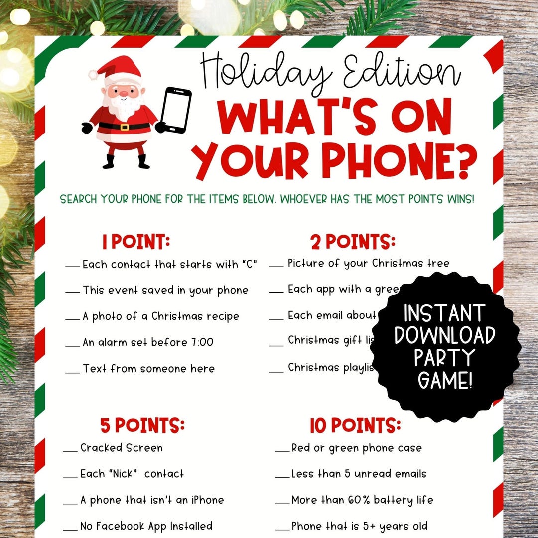 Holiday Party Game What's on Your Phone | Office Party Game | Work ...
