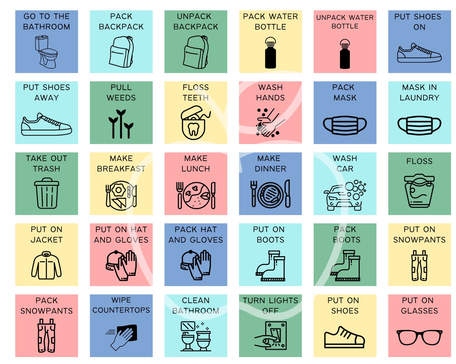 Kids Daily Responsibility Chart Printable Chore Cards and - Etsy