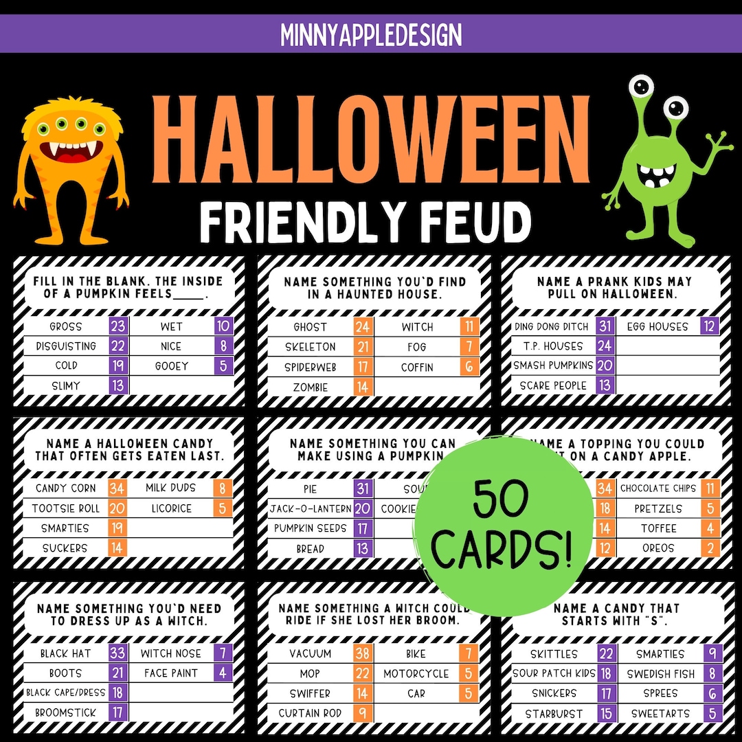 Halloween Friendly Feud Game | Printable Halloween Game | Halloween ...