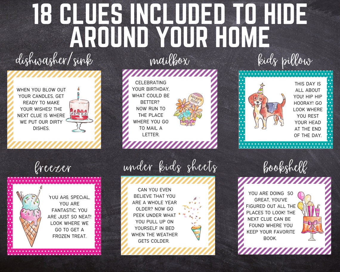 Birthday Scavenger Hunt for Kids Birthday Treasure Hunt - Etsy