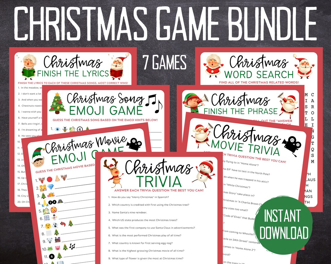 Printable Christmas Game Bundle Christmas Party Games - Etsy