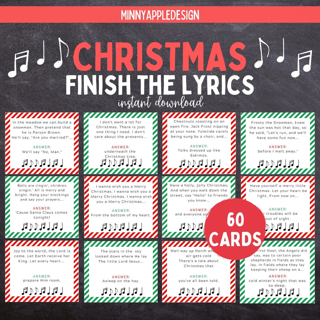 Christmas Carol Finish the Lyric Game Printable Christmas Game Finish ...
