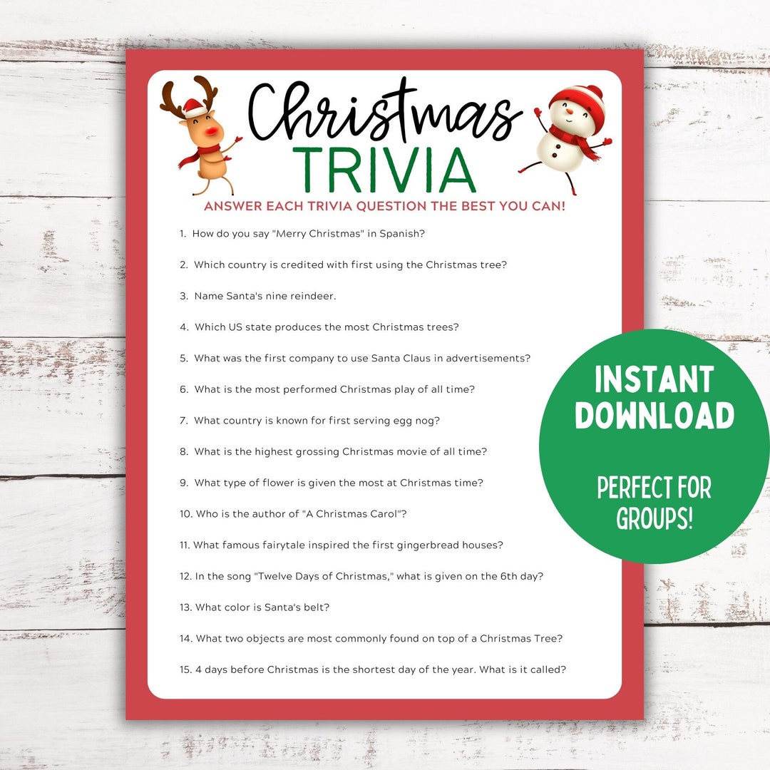 Christmas Trivia Game | Christmas Printable Game | Christmas Family ...