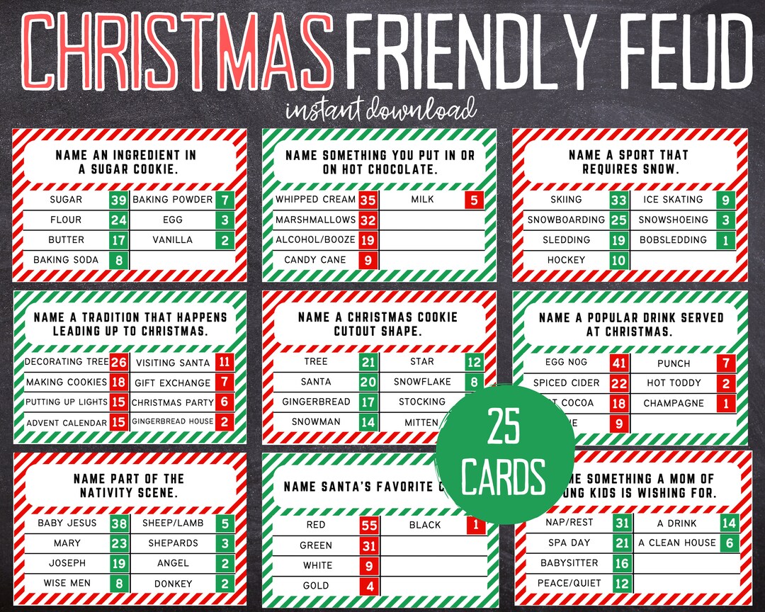 Christmas Friendly Feud Game Printable Christmas Game - Etsy
