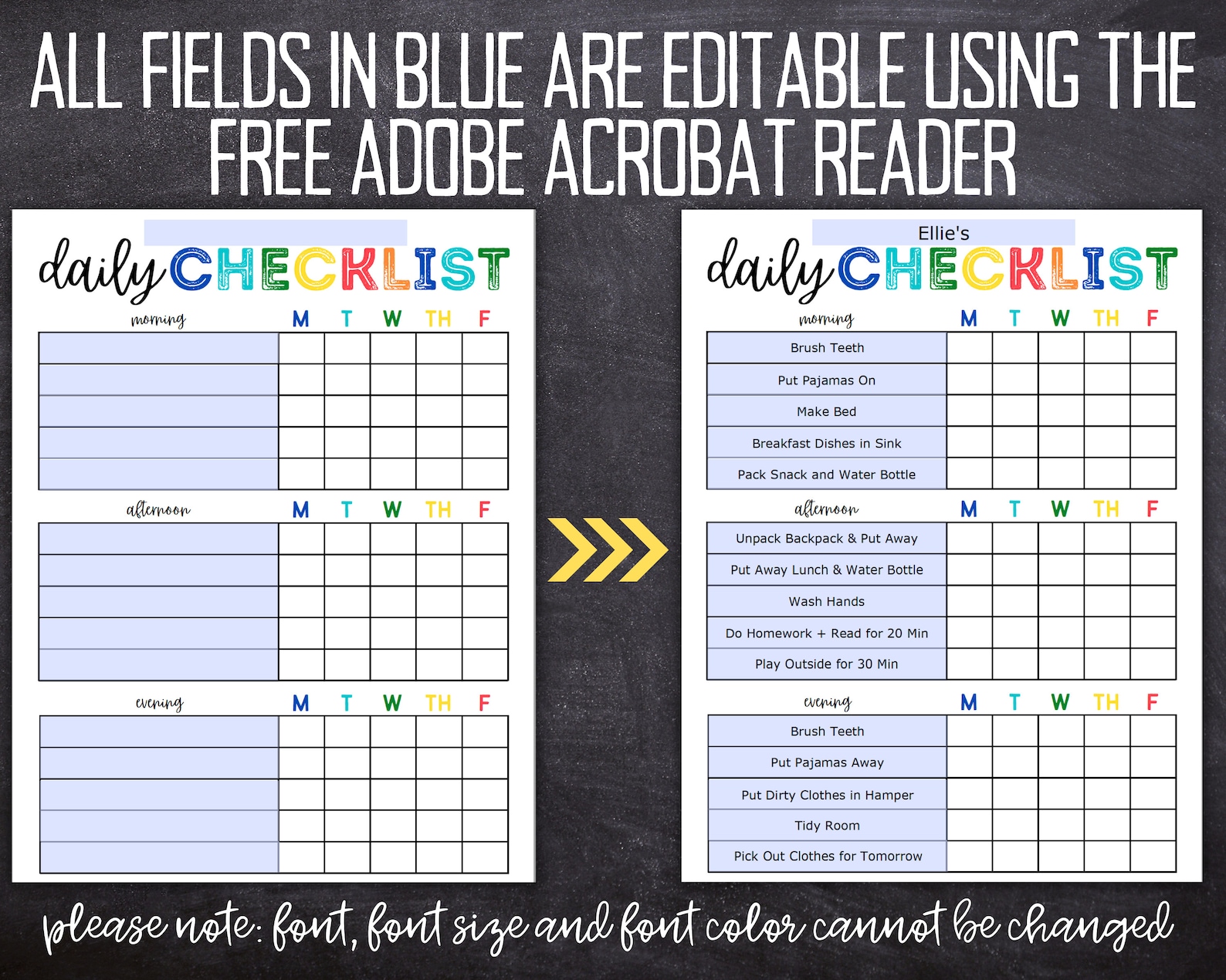 Printable Editable Daily Checklist for Kids Teens and Adults - Etsy