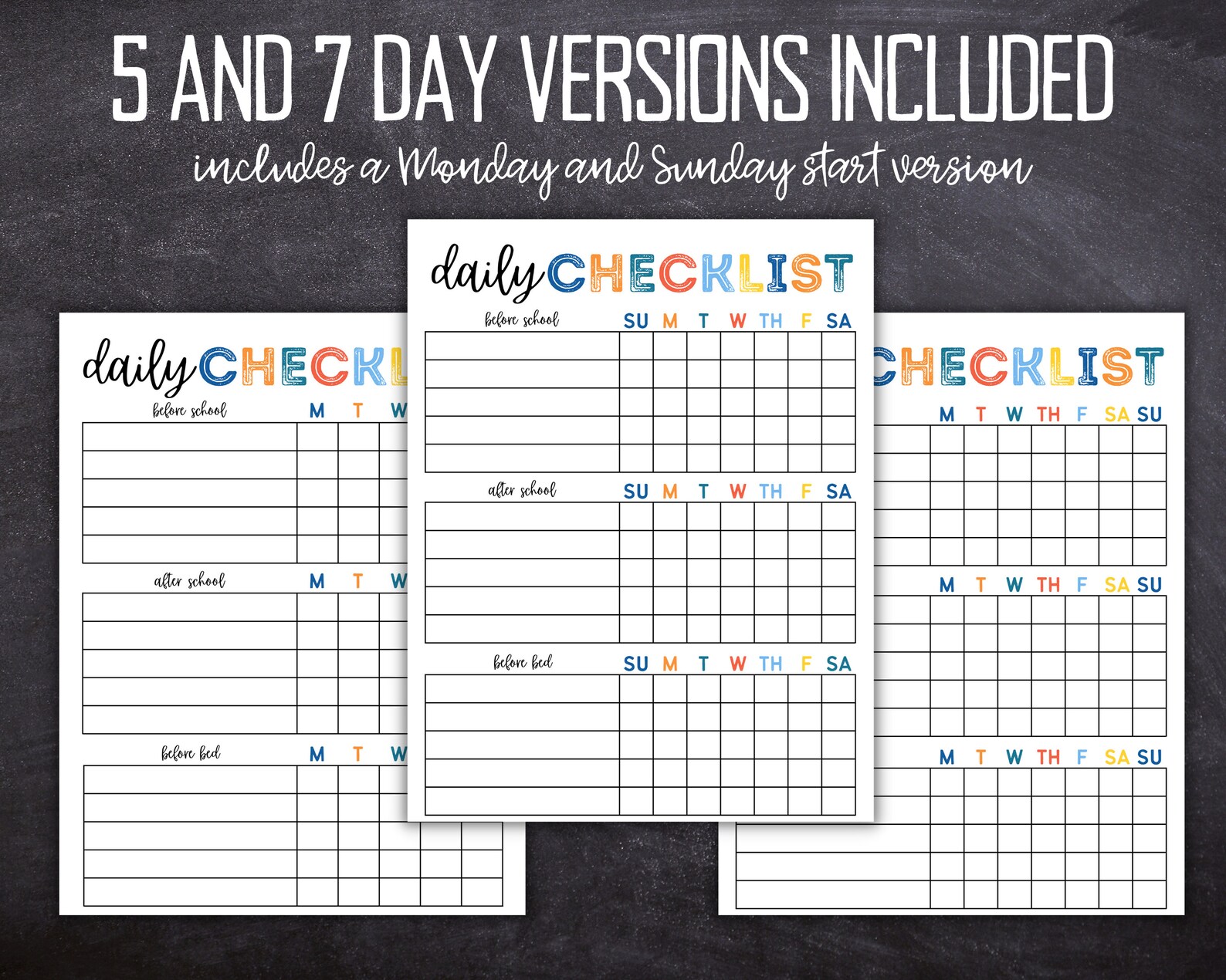 Printable Editable Daily Checklist for Kids | Chore Chart for Kids ...