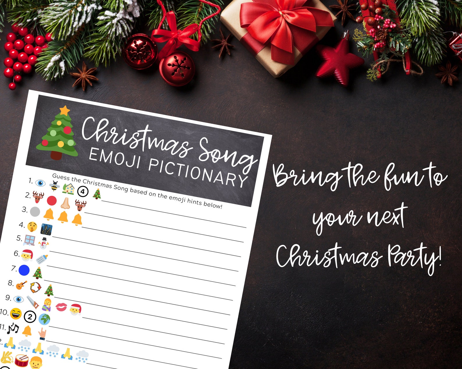 Christmas Emoji Pictionary Christmas Songs Christmas | Etsy